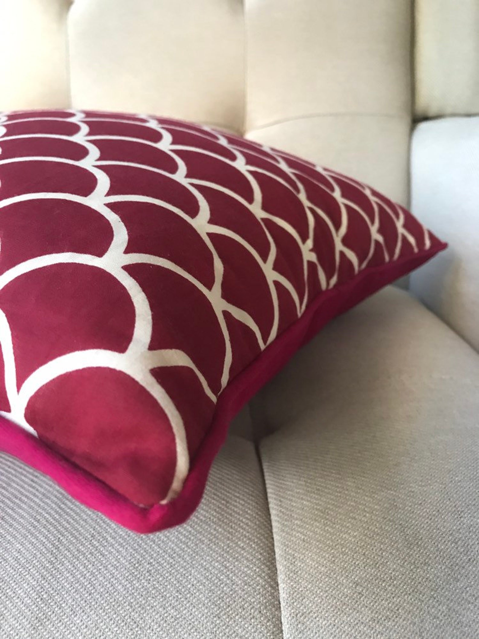 Deep Maroon Printed Cotton Pillow Cover Printed Cotton - Etsy
