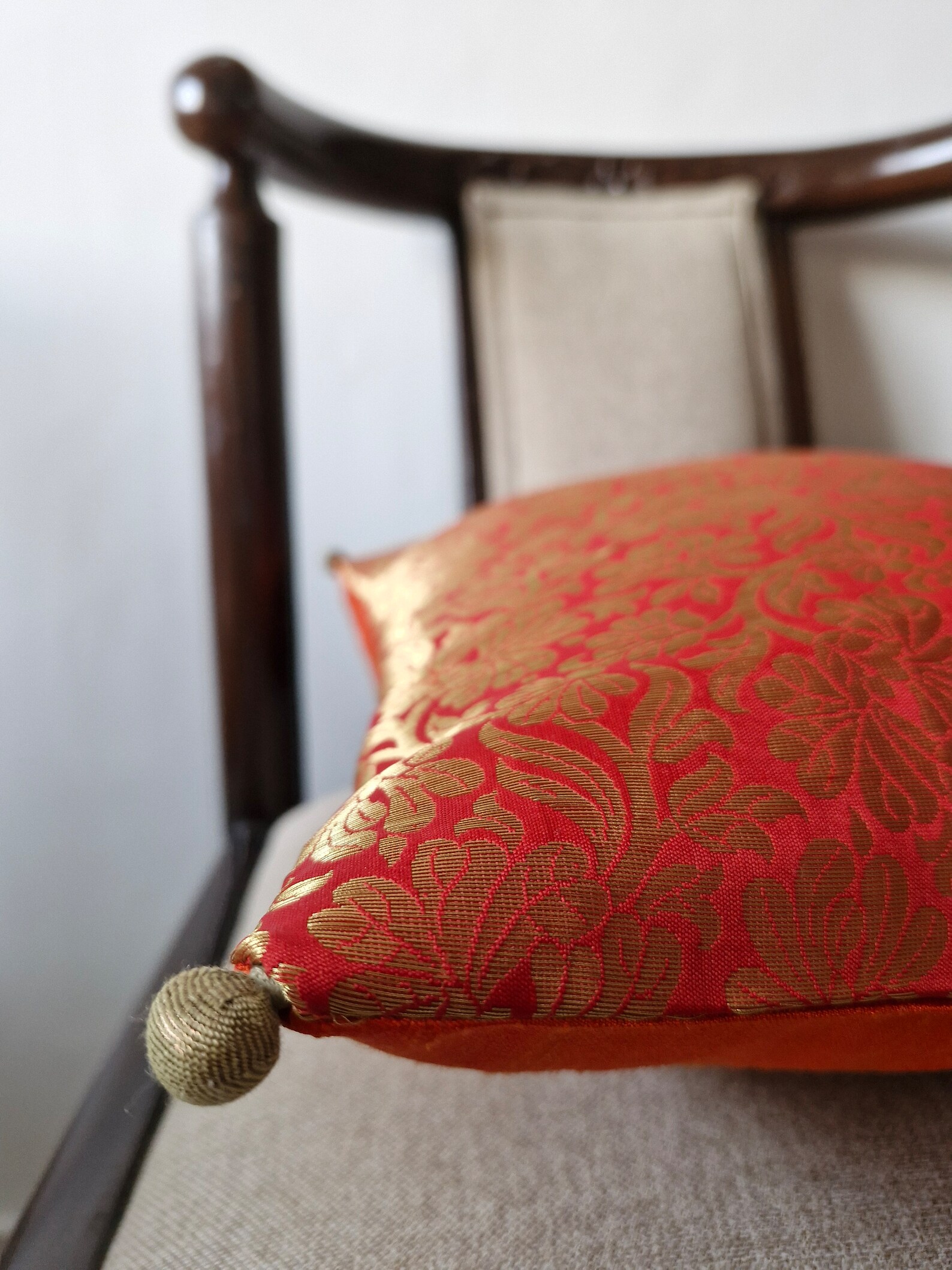 Festive Burnt Orange & Gold Patchwork Brocade Pillow Cover , Brocade ...