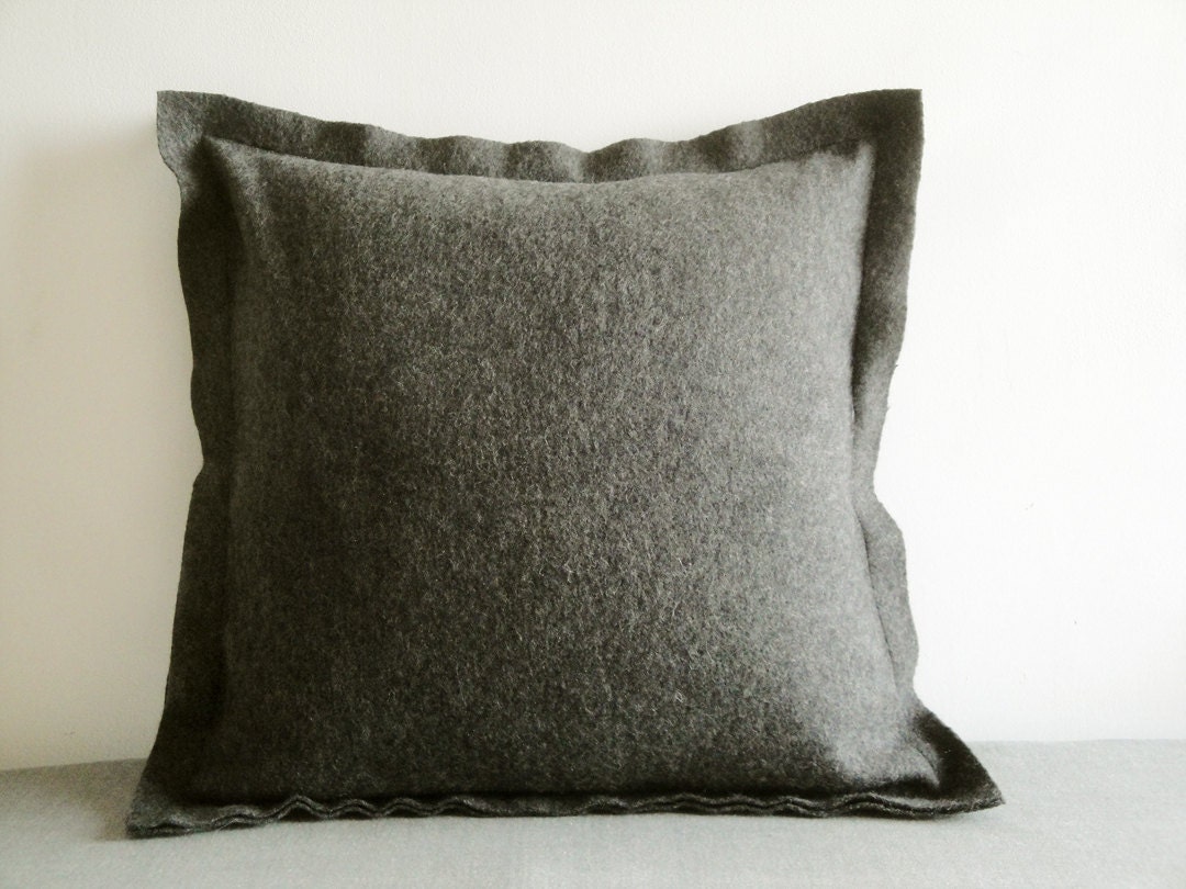 Dark Grey Felt Cushion Cover, Decorative Pillow, Accent Throw Pillow ...