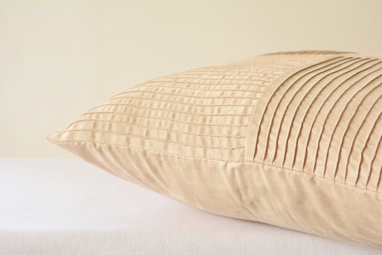 Beautiful Beige Textured Pillow Cover Pin Tucks and Patchwork | Etsy