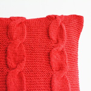 Red Hand Knitted Holiday Pillow With Mother of Pearl Buttons ...