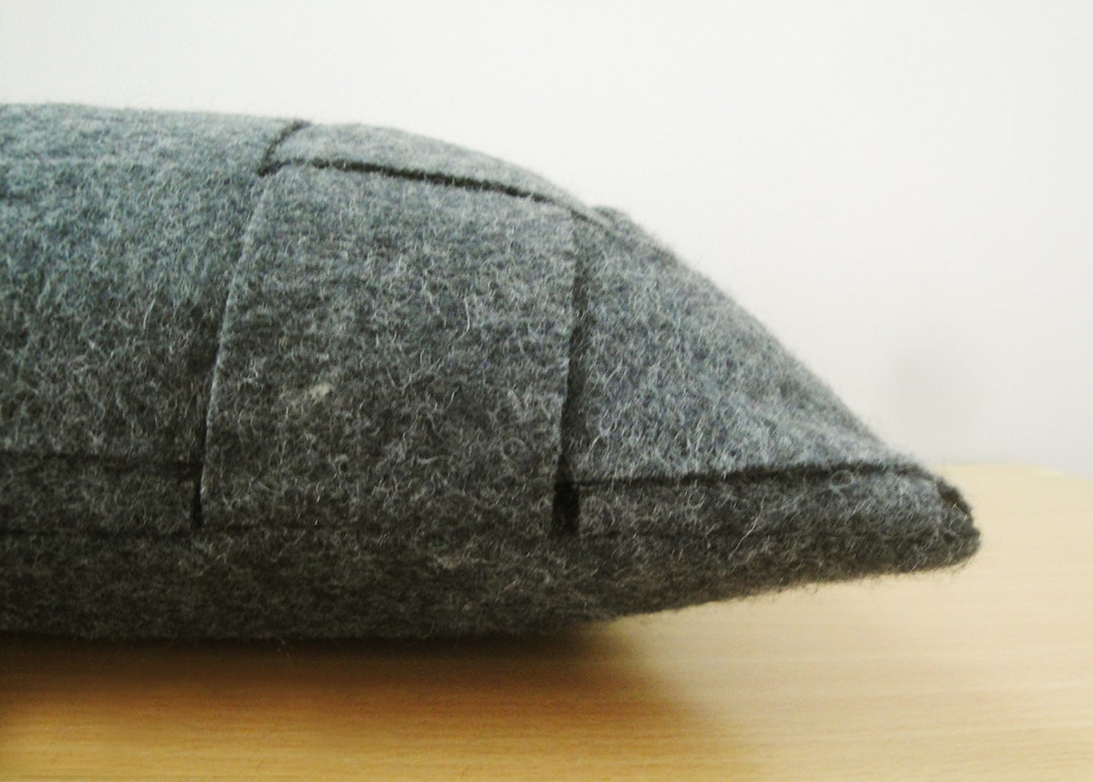 Woven Grey Felt Cushion Cover, Lumbar, Decorative Pillow, Accent Throw ...