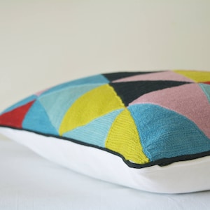 Triangles Multi Colour Embroidered Wool Cushion Cover Bold - Etsy