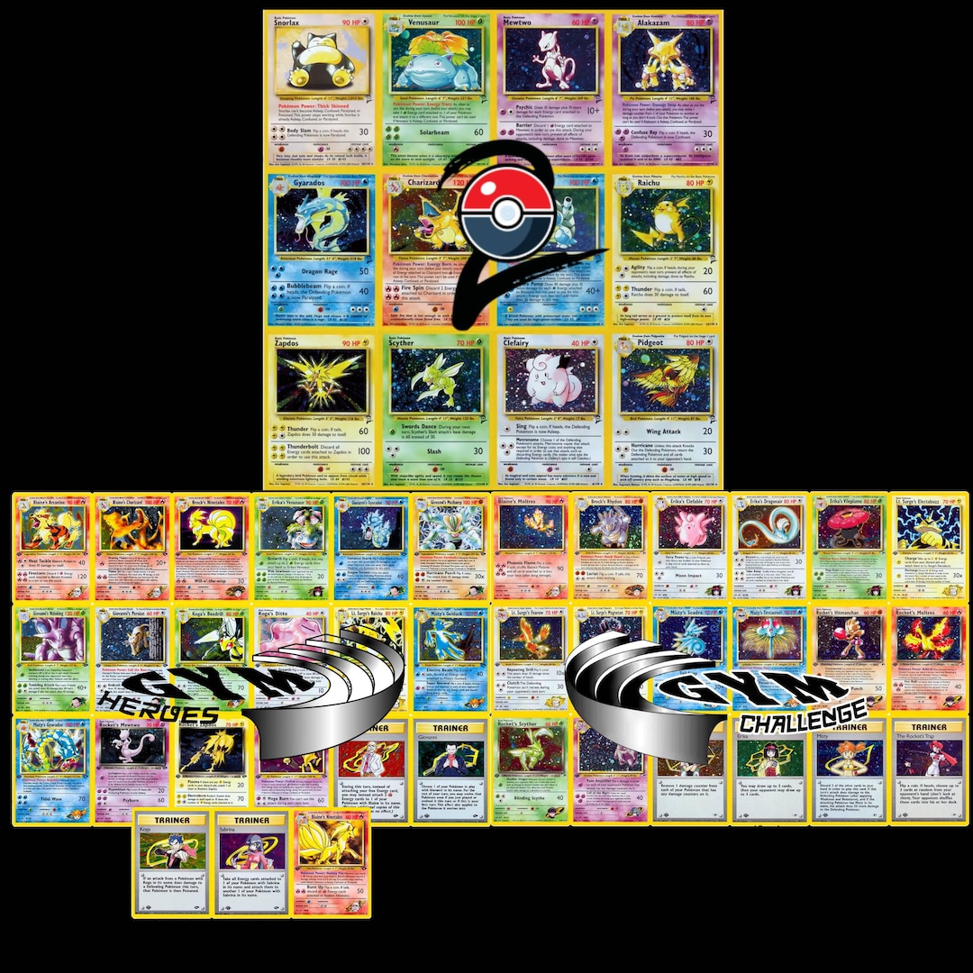 Vintage Pokémon Proxy Card Sets – Base Set 2, Gym Heroes & Gym ...