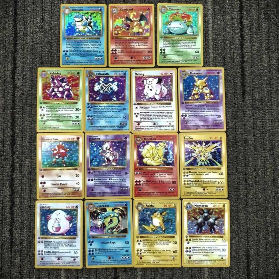 Pokémon TCG Base Set 1999 Holo Proxy Card Set – Complete 16 Rare Cards ...