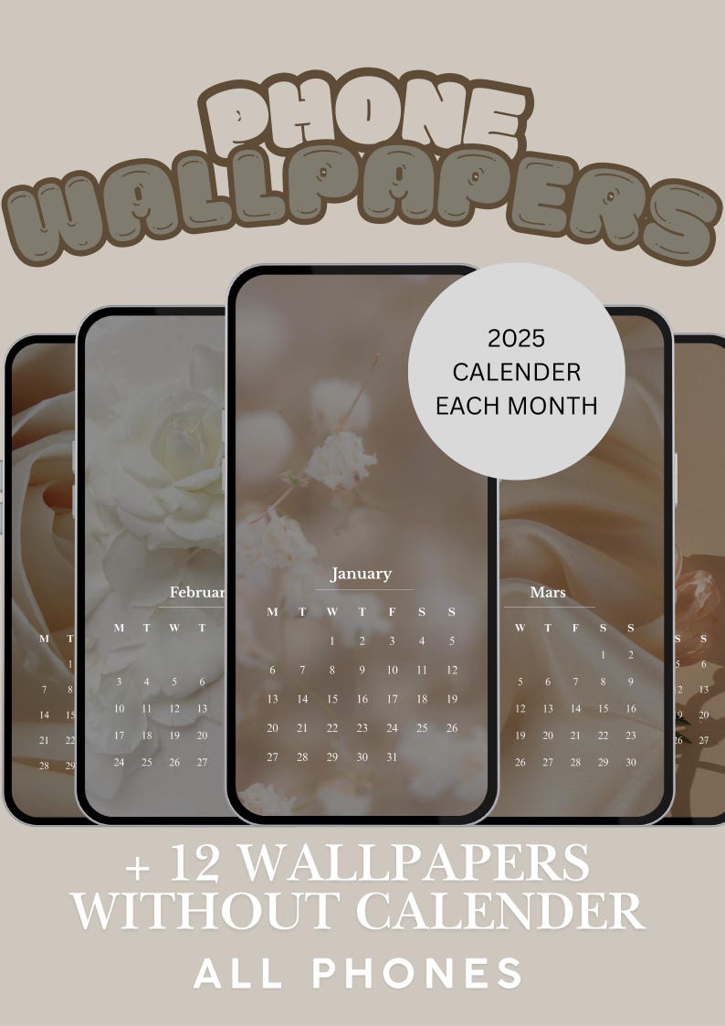 Aesthetic Phone Calendar Wallpaper – 2025 Monthly Lock Screen ...