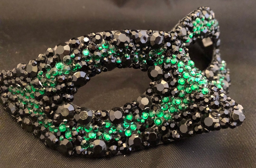 Black and Green Gothic Wicked Witch Diamonte Halloween Incognito Mask ...