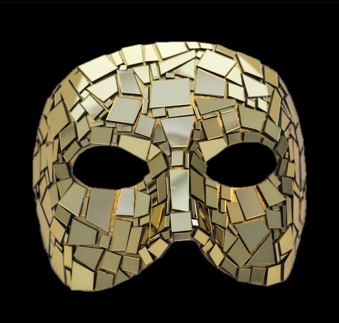 Shattered Gold Mirror Carnival Mask - Etsy