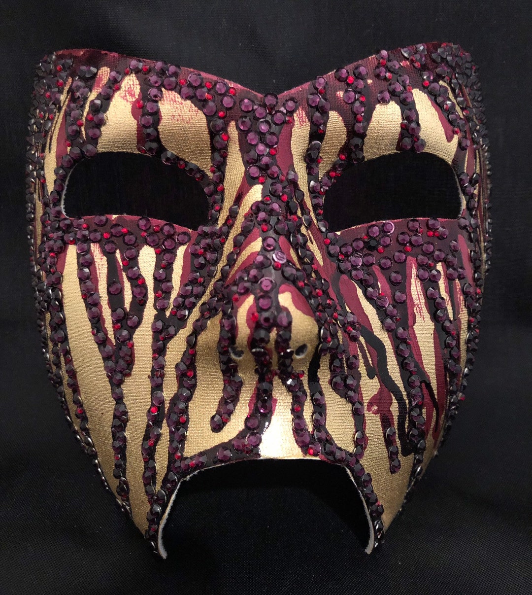 Gold Crying Blood Venetian Carnival Halloween Jewelled Full Face Mask ...