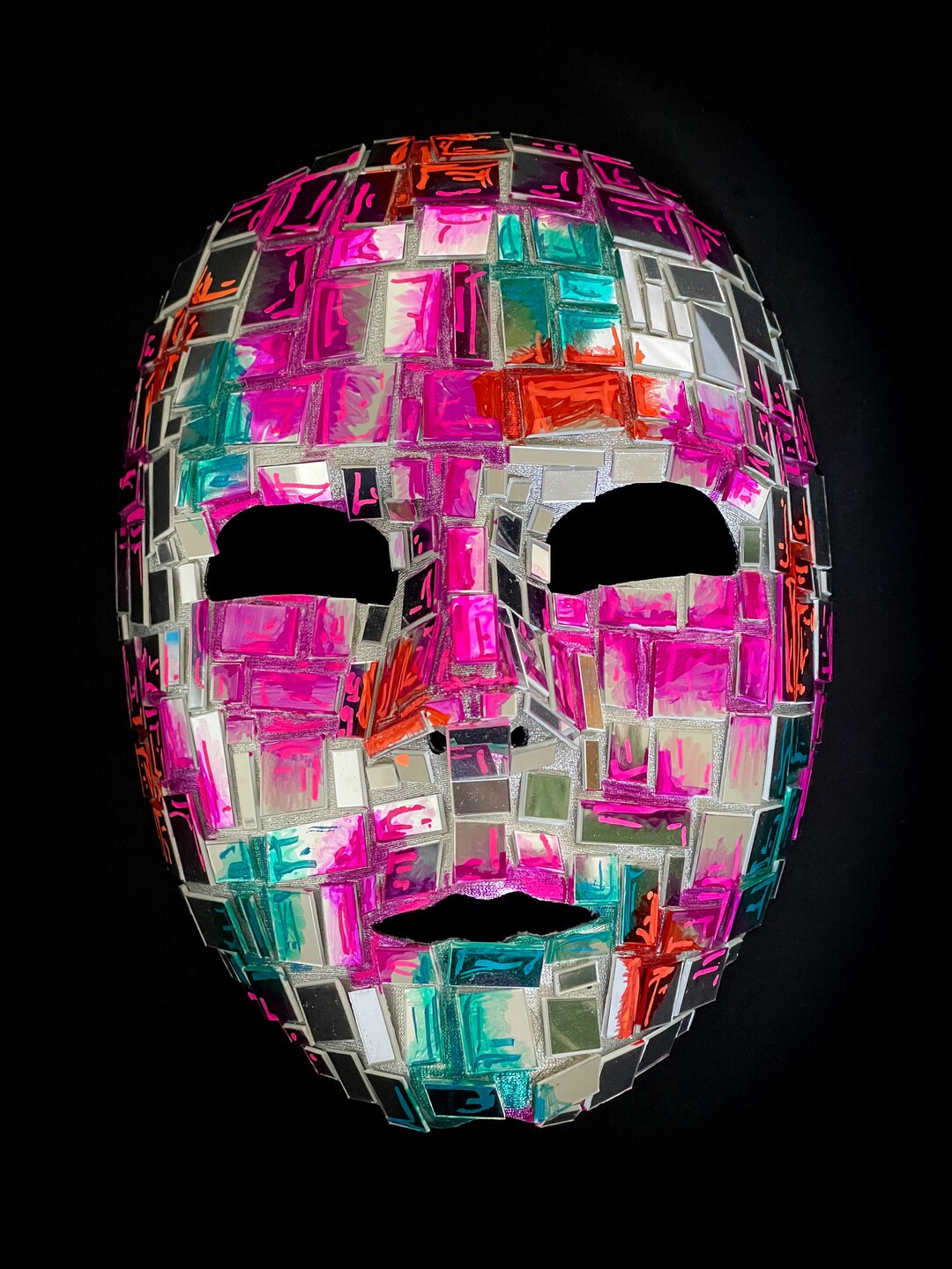 Neon Painted Shattered Mirror Mask Full Face - Etsy