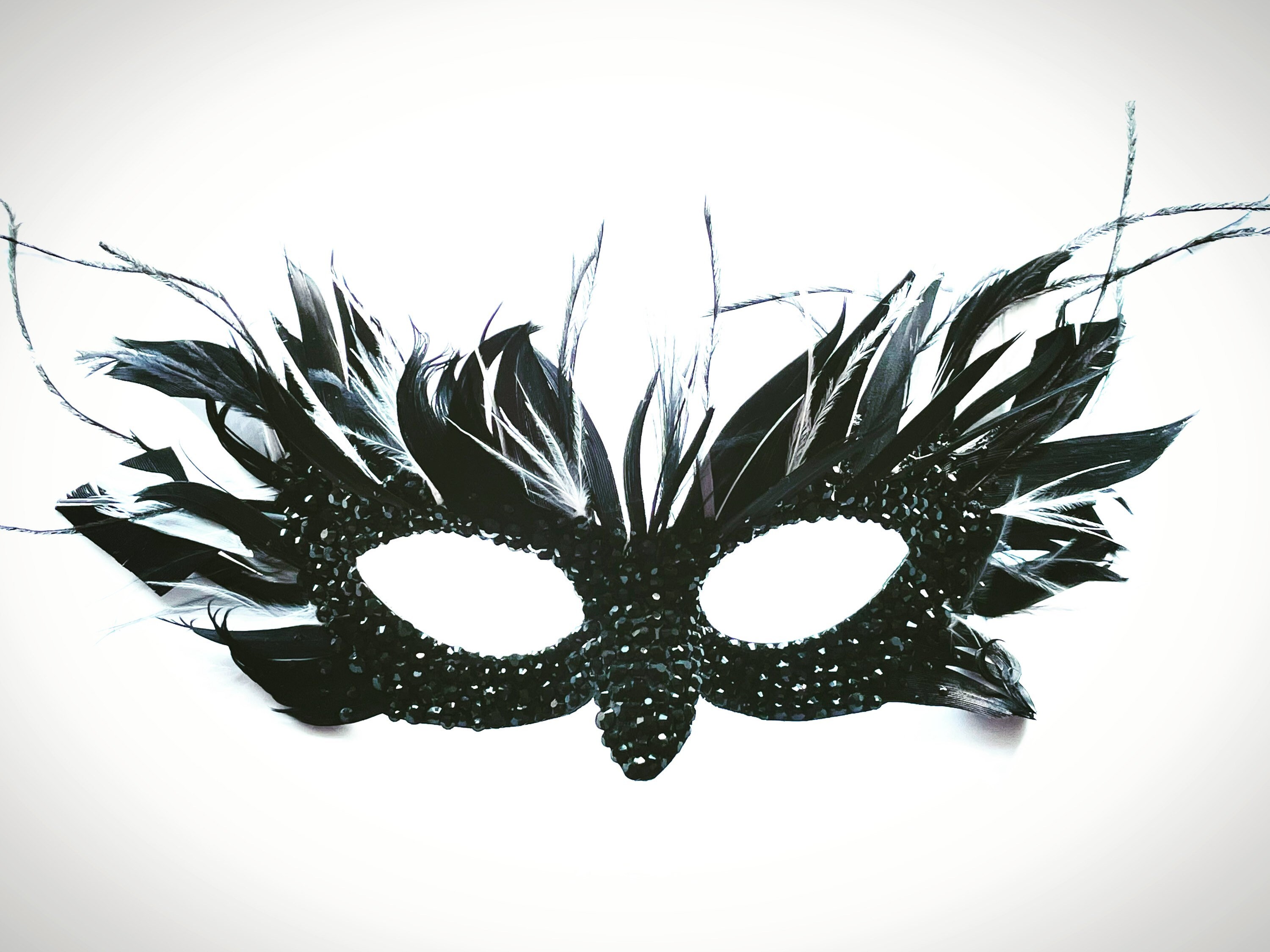 Cruella Deville De Vil Mask With Layered Feather Work and Black ...