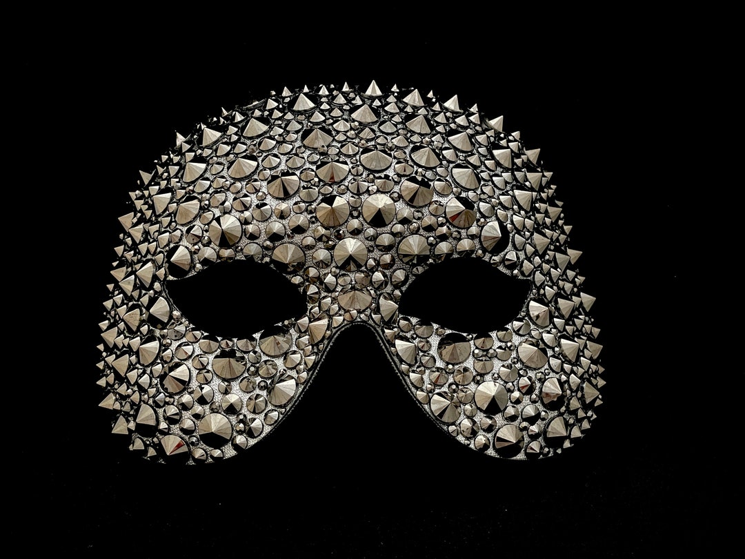 Pewter Mirror Crystal Venice Carnival Cocktail Mask - Etsy