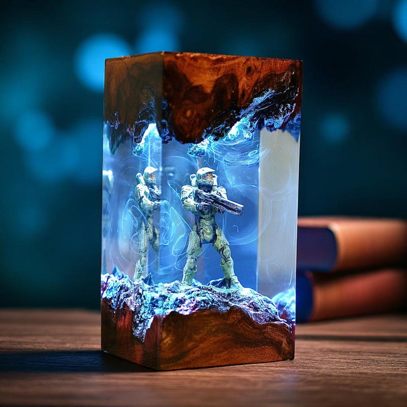 Wood Resin Lamp - Etsy