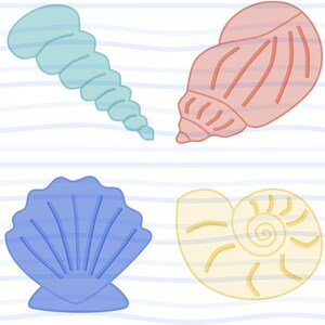 Seashells Cartoony Clipart - Pastel Colors - 9 High Resolution Designs ...