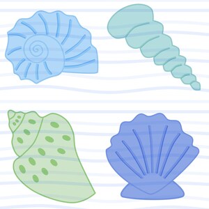 Seashells Cartoony Clipart - Pastel Colors - 9 High Resolution Designs ...