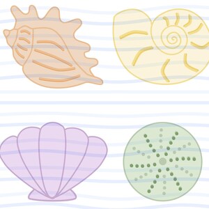 Seashells Cartoony Clipart - Pastel Colors - 9 High Resolution Designs ...