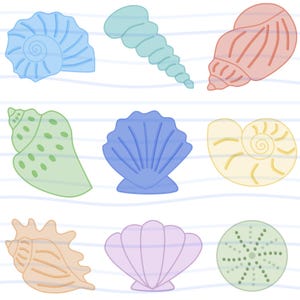Seashells Cartoony Clipart - Pastel Colors - 9 High Resolution Designs ...