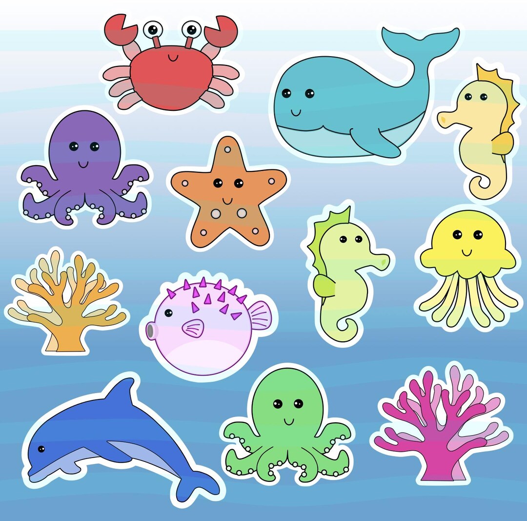 Cartoony Under the Sea Clipart - High Resolution PNG 300 DPI - Starfish ...