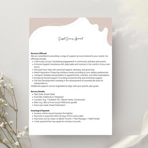 Editable NDIS Service Agreement Template | Canva Document for Support Workers | Sole Trader ...