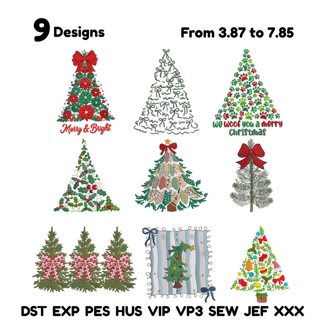 Christmas Tree Mega Bundle Embroidery Christmas Embroidery Pattern ...