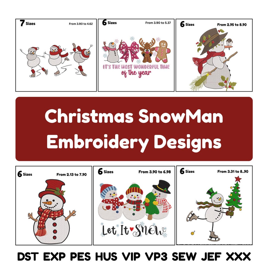 Snowman Bundle Embroidery Design Folk Art Christmas Snowman Embroidery ...