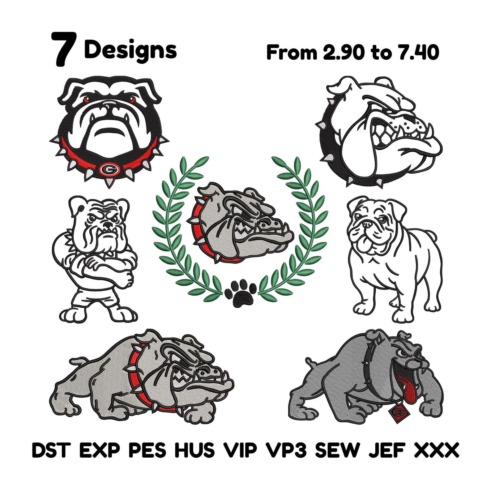Bulldog Embroidery Design Bundle Dog Lover Machine Embroidery File, Dog ...
