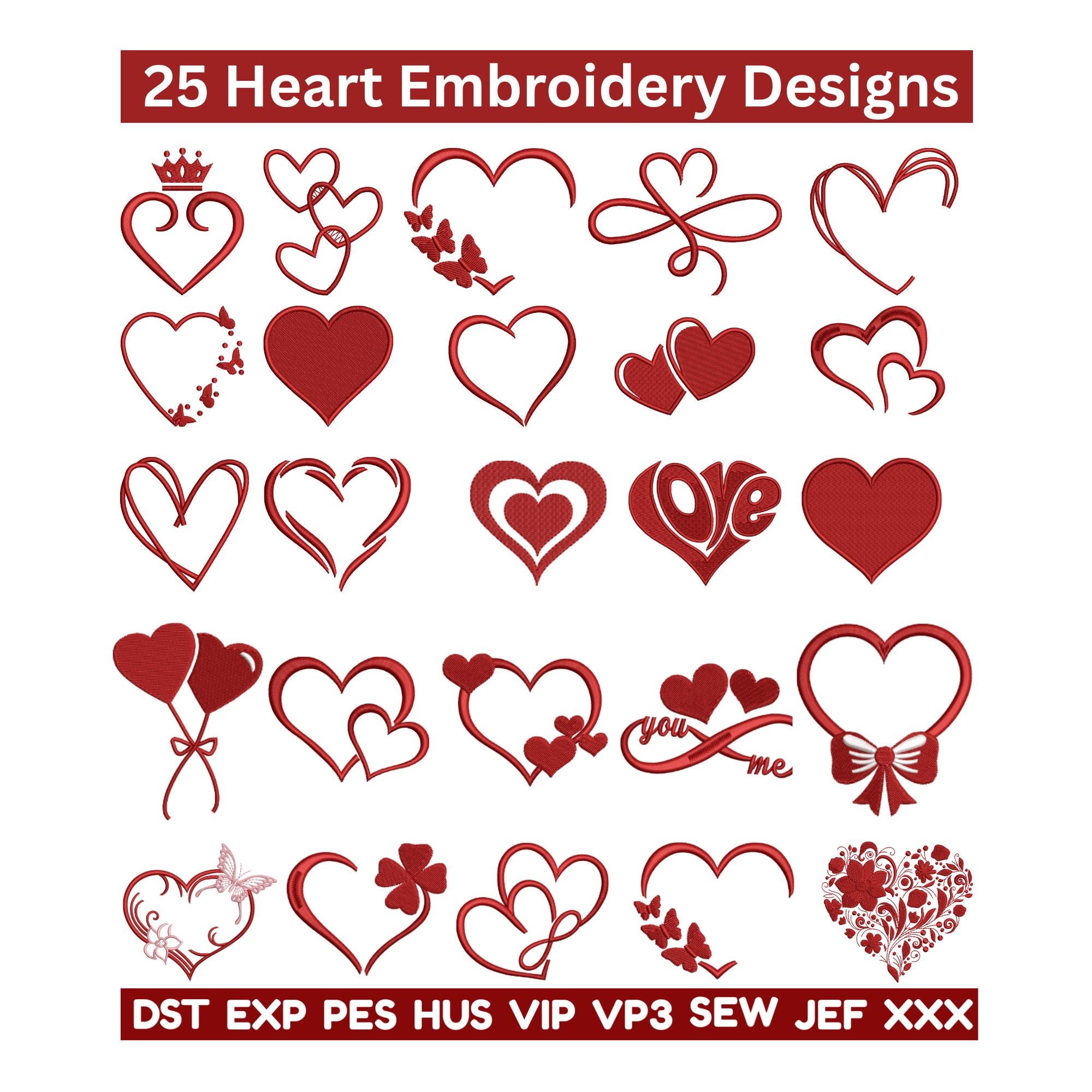 Hearts Embroidery Design Bundle Mini Hearts Embroidery Pack Small ...