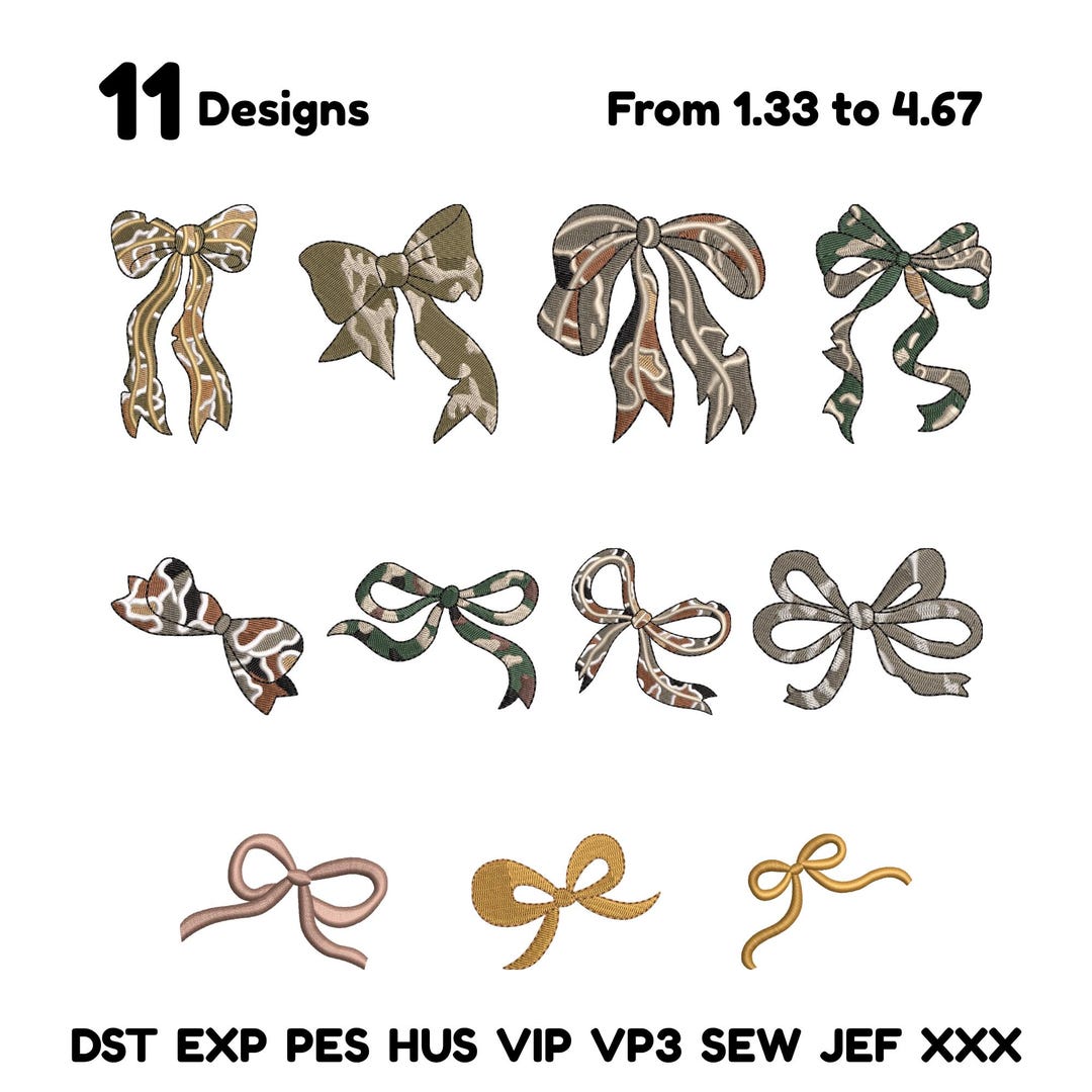 Camo Bow Design Bundle, Hunting Camouflage Coquette Bows With Deer ...