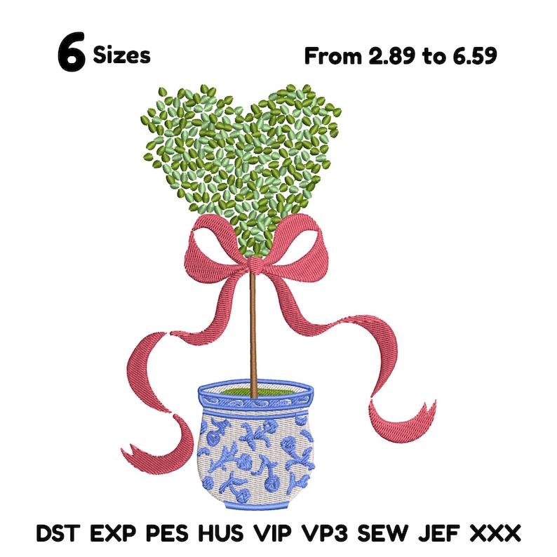 Chinoiserie Heart Topiary Tree Embroidery Design|chinoiserie Heart ...