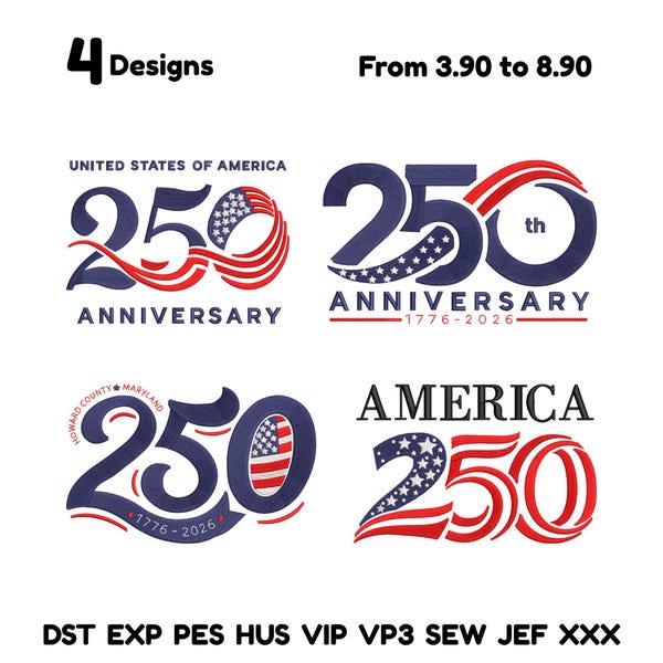 Usa 250th Anniversary Embroidery Designs - Etsy