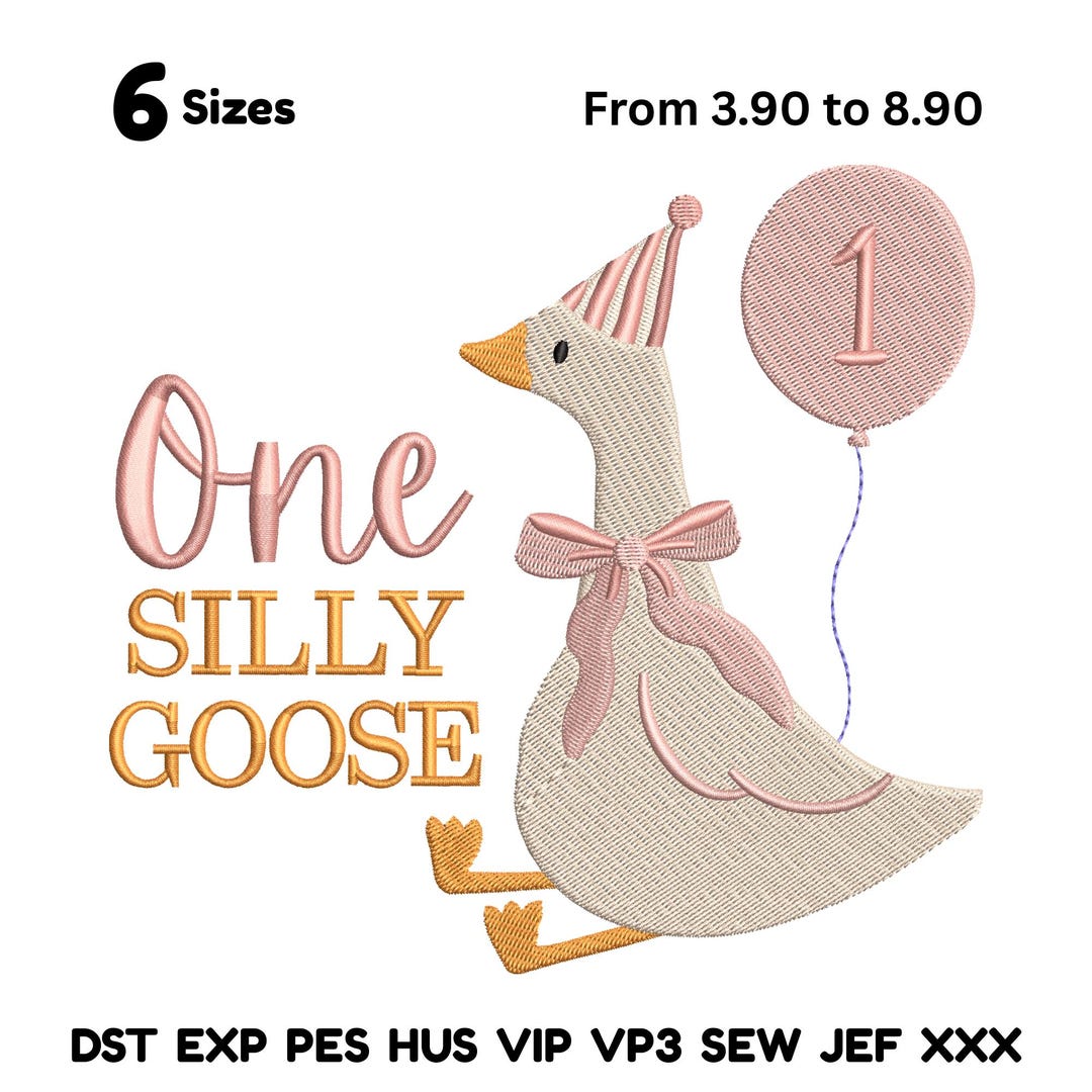 One Silly Goose Embroidery Design Silly Goose Birthday Balloon ...