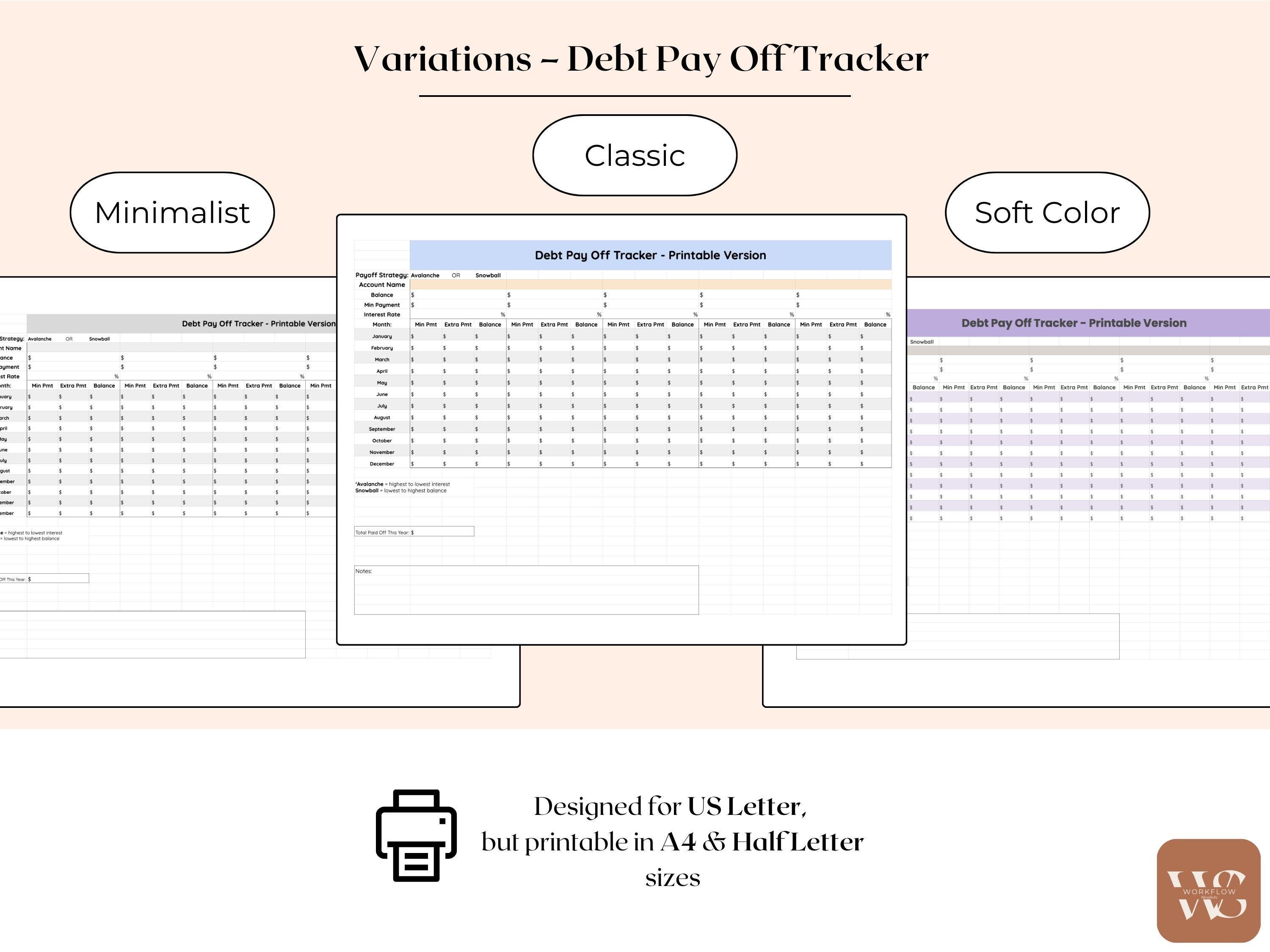 Debt Payoff Tracker Printable | Monthly Payment & Balance Sheet ...