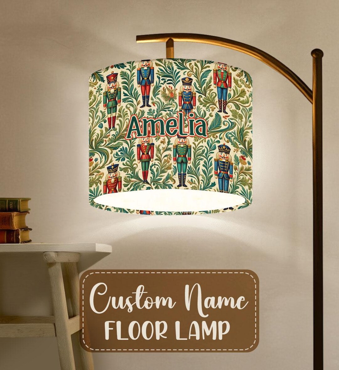 Custom Nutcracker Christmas Pattern Arc Floor Lamp, Personalized ...
