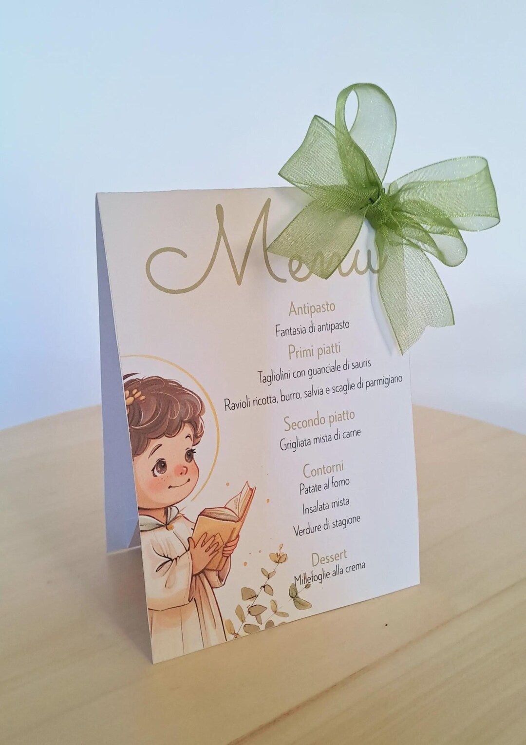First Communion Menu for Centerpiece, Customizable and Elegant, Smooth ...