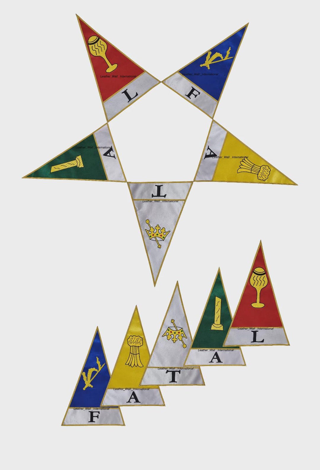 5 Triangle Embroidered Flags Banners to Make Order of Eastern Star OES ...