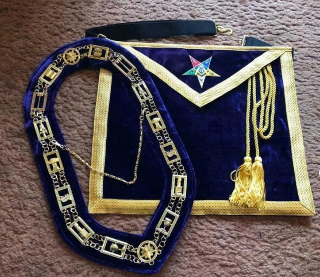 OES Worth Patron MATRON Masonic Apron and Chain Collar, EASTERN Star ...