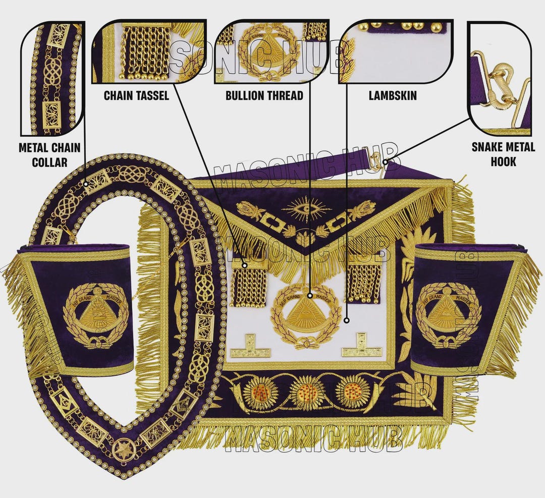 Masonic Regalia Deputy Grand Master 100% LAMBSKIN APRON With Chain ...