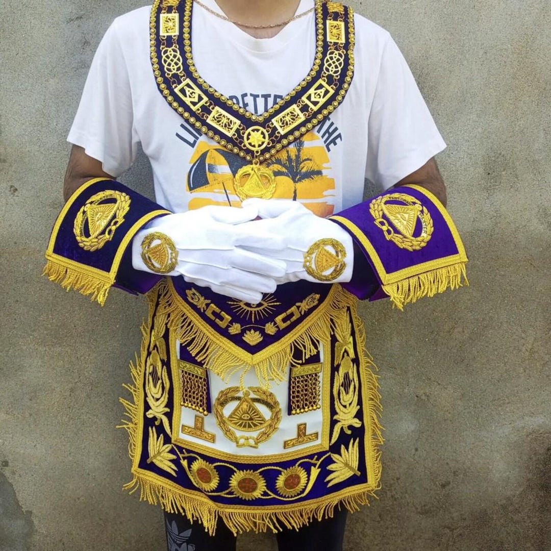 NEW Masonic Regalia Past Grand Master Apron COLLAR CUFFS Jewel Gloves ...
