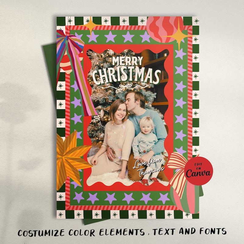Canva Christmas Card Retro - Etsy