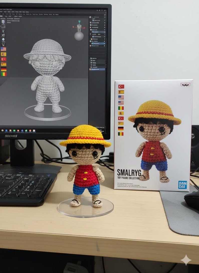 Luffy Amigurumi Crochet Pattern: One Piece Anime Keychain (PDF Download ...