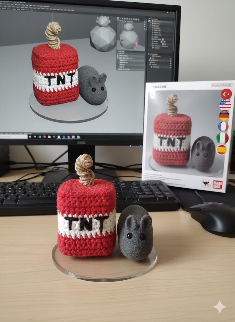 Amigurumi Minecraft TNT Block Crochet Pattern PDF – Cube Plush DIY ...