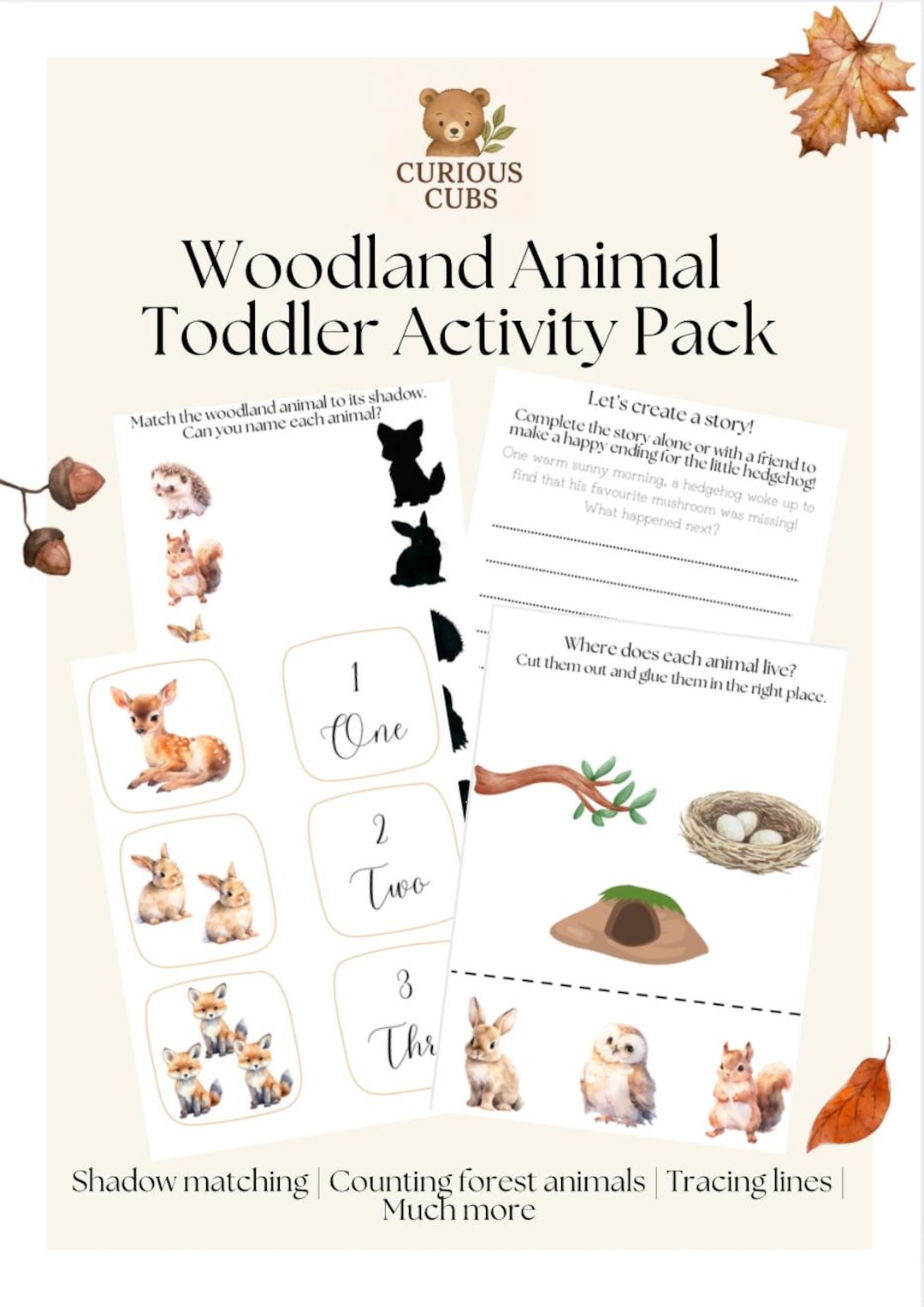 Woodland Animal Toddler Activity Pack - Ages 2-5 | Printable PDF - Etsy