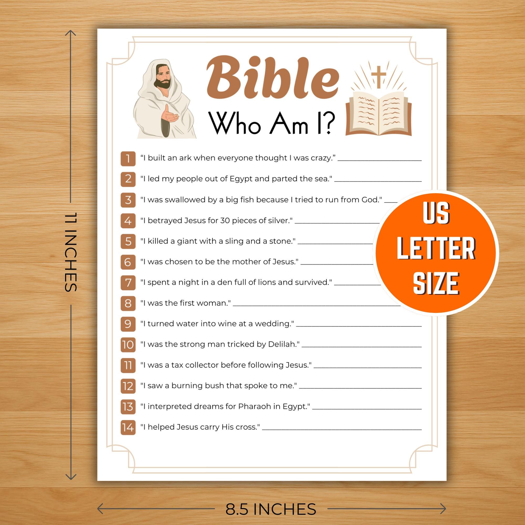 Bible Who Am I Game Printable Bible Trivia Game Printable Bible ...