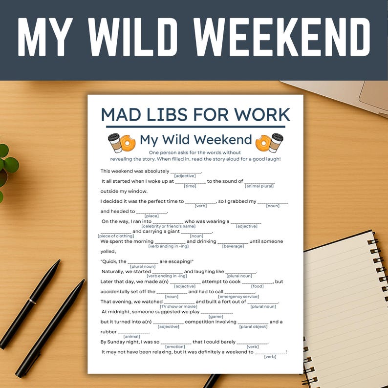 Mad Libs for Work Office Mad Libs Team Buidling Game Office Icebreaker ...