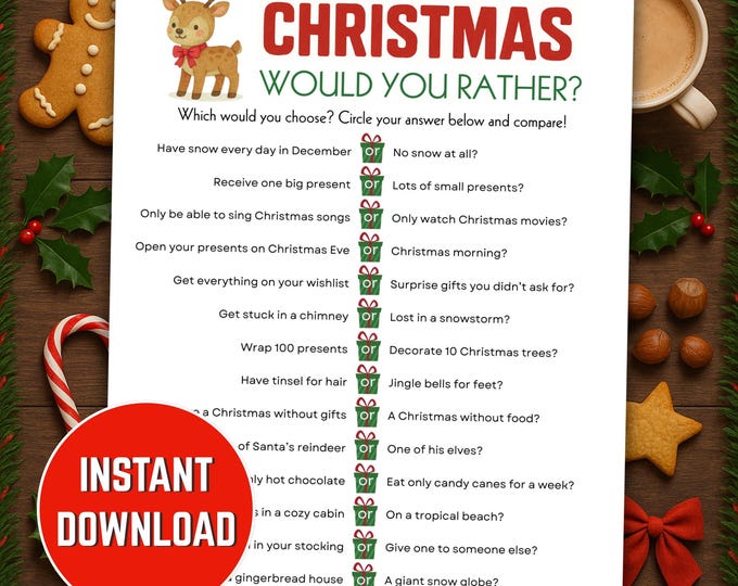 Christmas Would You Rather Game, Family Christmas Game, Christmas Party ...