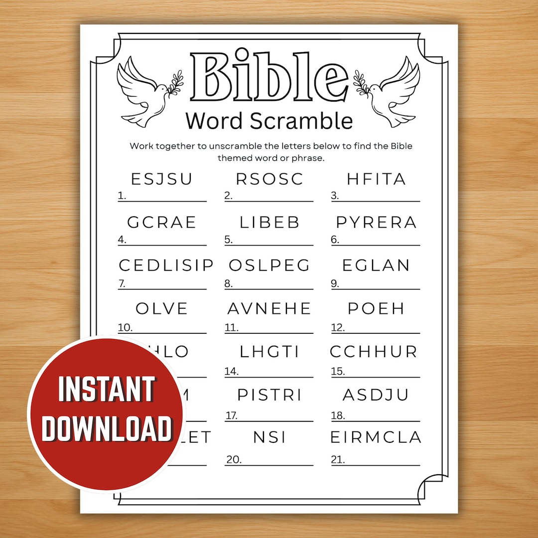 Bible Word Scramble Game Printable Church Game Emoji Pictionary Bible ...