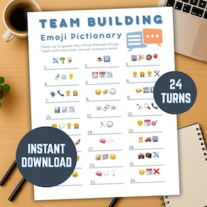 Team Building Emoji Game Printable, Fun Office Themed Interactive Work ...