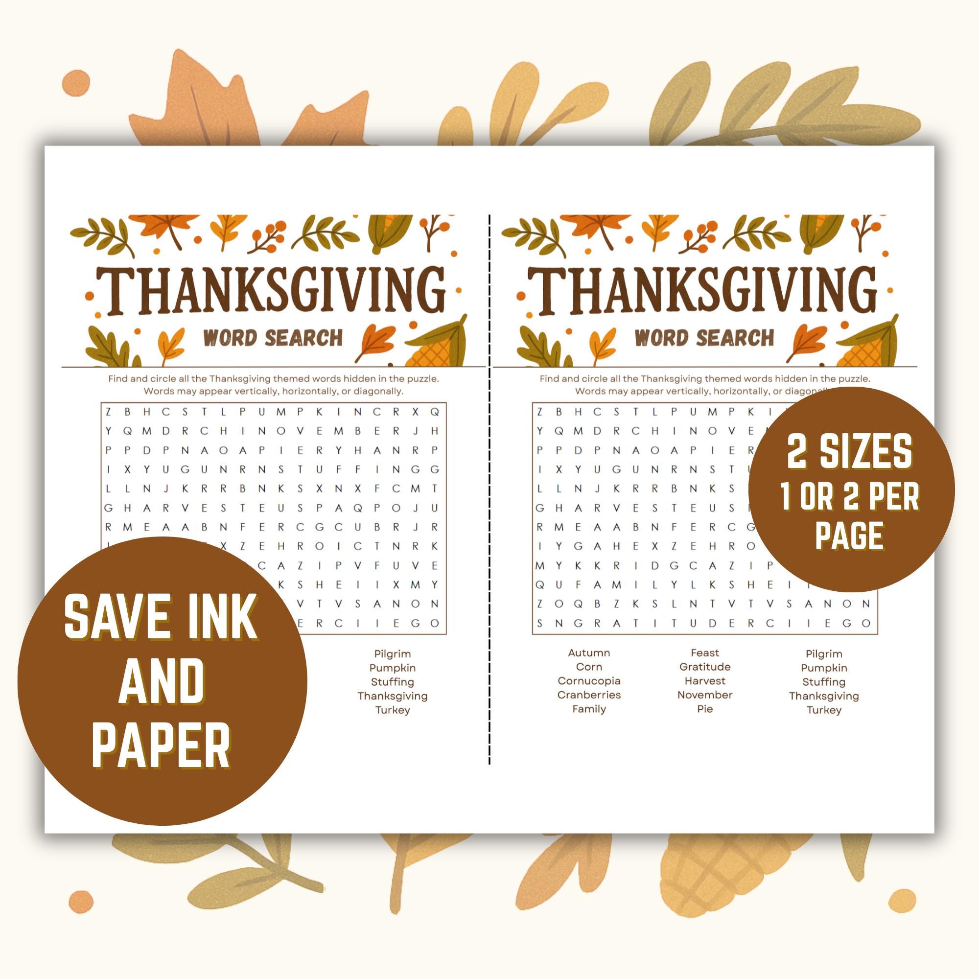 Thanksgiving Word Search Printable, Fun Fall Puzzle Activity for Kids ...