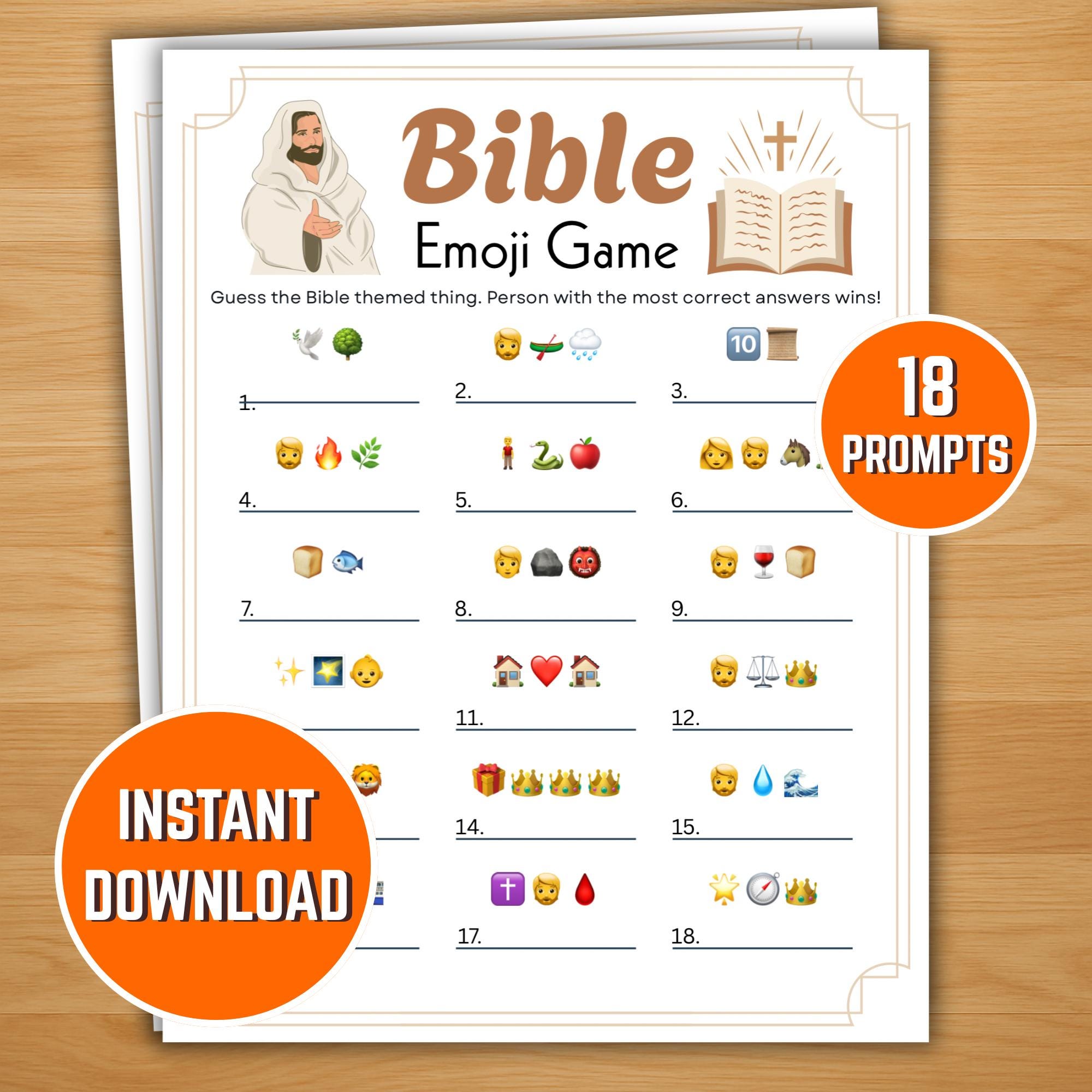 Bible Emoji Game Printable Church Game Emoji Pictionary Bible Game ...