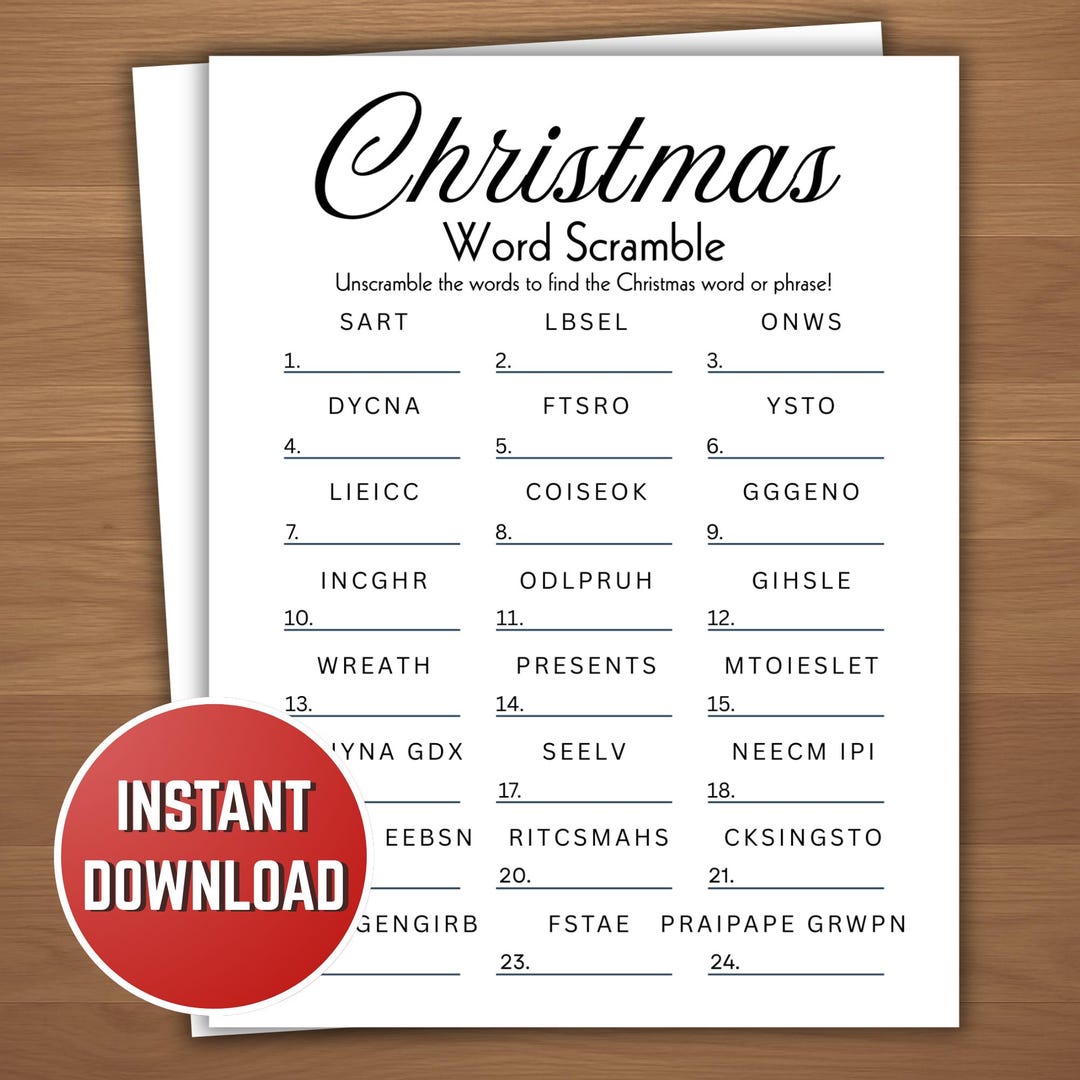 Christmas Word Scramble Game, Printable Christmas Emoji Game, Festive ...